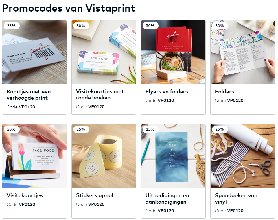 -50% Vistaprint kortingscode - korting in januari 2021 (België)